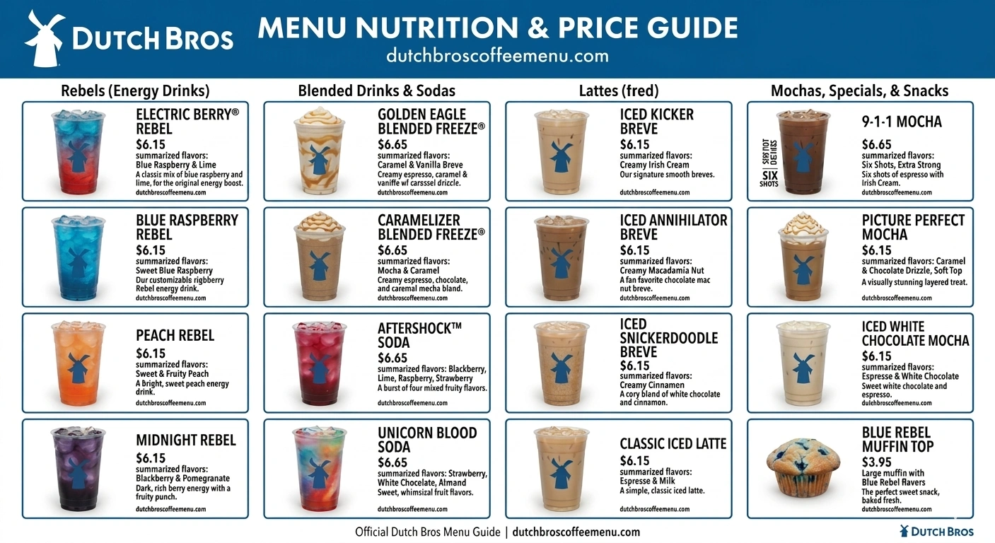 Dutch Bros Menu Nutritional Guide - Full Calorie & Caffeine Facts 2026